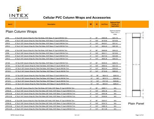 Column Pricing - Intex Millwork Solutions