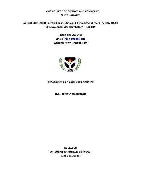 M.Sc Computer Science - CMS College of science & Commerce