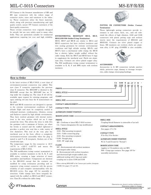 MIL-C-5015 Connectors MS-E/F/R/ER - Farnell