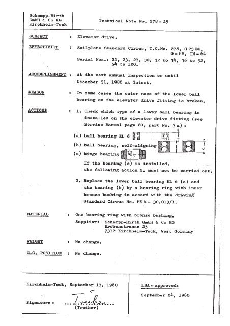 GmbÃ¯Â¬Â‚ & 00 KG Technical Note No. 278 - 25 - Schempp-Hirth