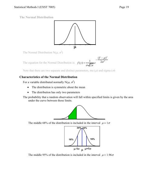 The Normal Distribution Characteristics of the Normal Distribution