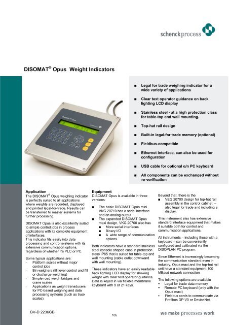 DISOMAT Opus Weight Indicators