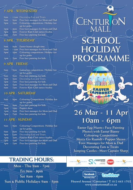 SCHOOL HOLIDAY PROGRAMME - Centurion Mall