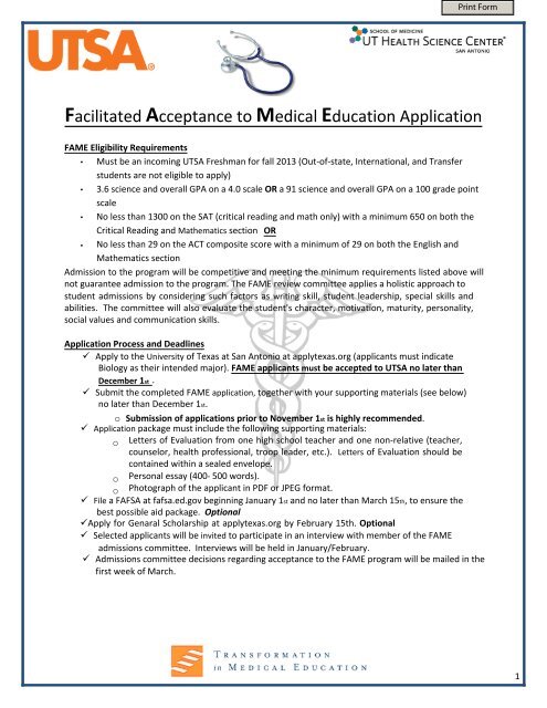 Facilitated Acceptance to Medical Education Application