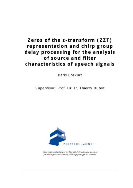 Zeros of the z-transform (ZZT) representation and chirp ... - TCTS Lab