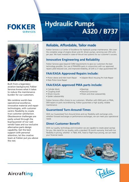 ACMP / EDP Hydraulic Pumps B757 / B767 - Fokker Services