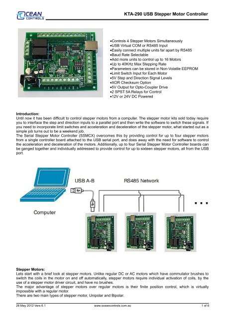 KTA-290 USB Stepper Motor Controller - Ocean Controls
