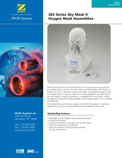 383 Series Sky Mask IIâ„¢ Oxygen Mask Assemblies