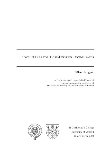 Novel Traps for Bose-Einstein Condensates - University of Oxford ...