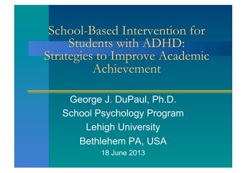 School-Based Intervention for Students with ADHD: Strategies to ...