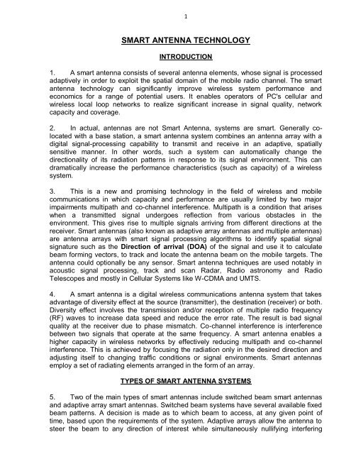 SMART ANTENNA TECHNOLOGY