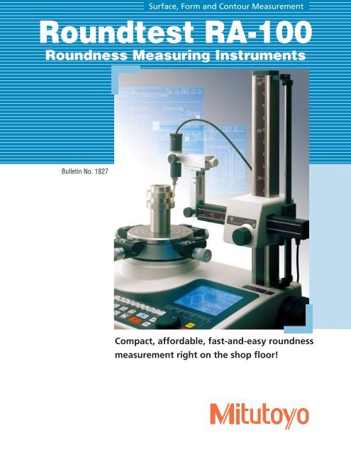 Roundtest RA-100 - Mitutoyo America Corporation