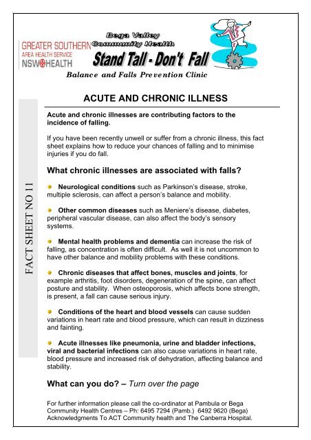 Acute and Chronic Illness - Fact Sheet No 11 - ARCHI