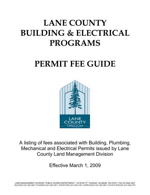 Permit Fee Schedule - Lane County, Oregon