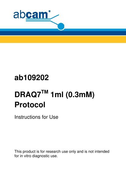 ab109202 DRAQ7 1ml (0.3mM) Protocol l (0.3mM) - Abcam