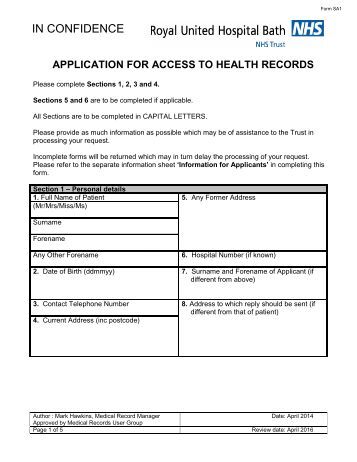 Request Form For Medical Records Personal - Oxleas NHS ...