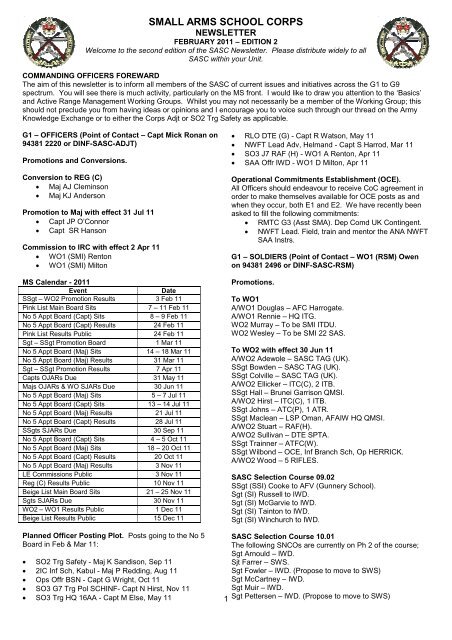 SMALL ARMS SCHOOL CORPS - SASC Comrades Association