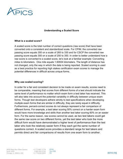 Understanding a Scaled Score - apics