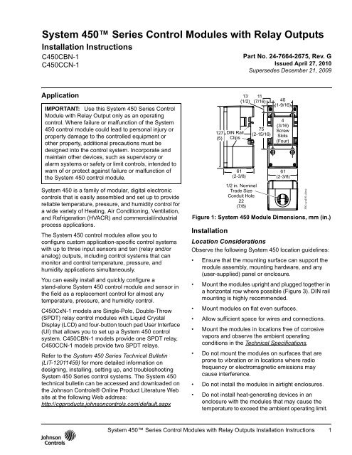System 450 Series Control Modules with Relay Outputs Installation ...