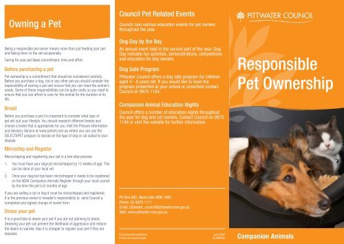 Responsible Pet Ownership - Pittwater Council