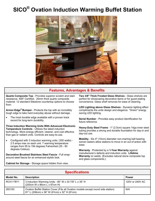 SICO Ovation Induction Warming Buffet Station - Sico Inc.