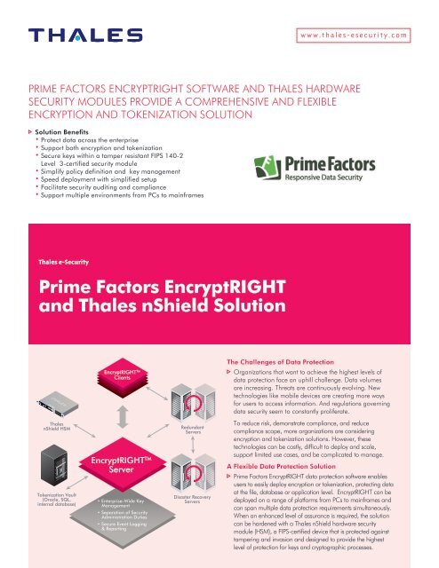 Prime Factors EncryptRIGHT and Thales nShield ... - Thales e-Security