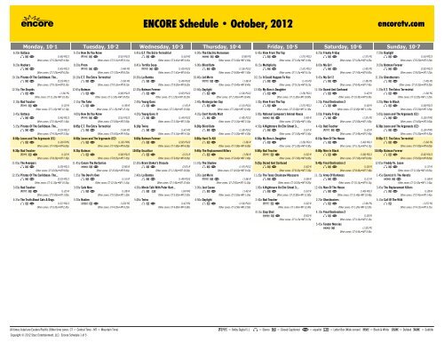 ENCORE Schedule - October, 2012 - Starz