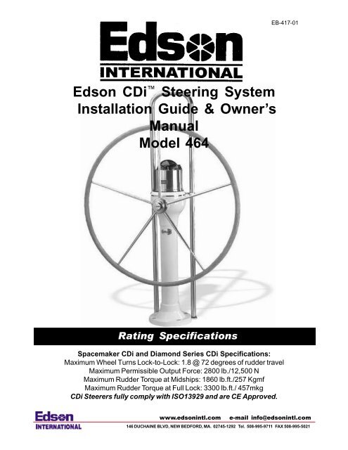 Edson CDiâ ¢ Steering System Installation Guide ... - Edson Marine