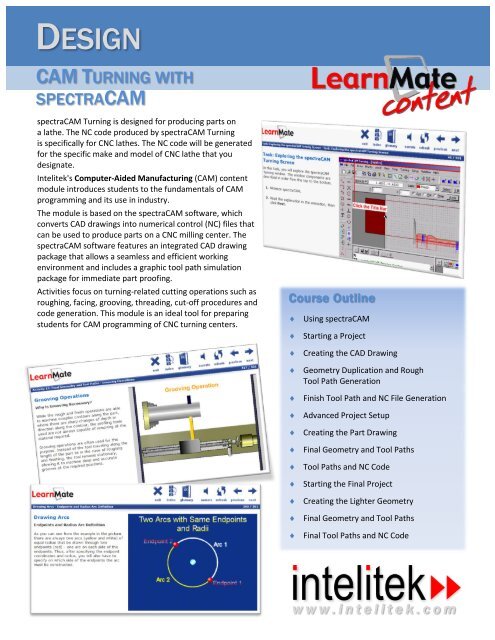 E-learning Content CAM Turning spectraCAM - Intelitek