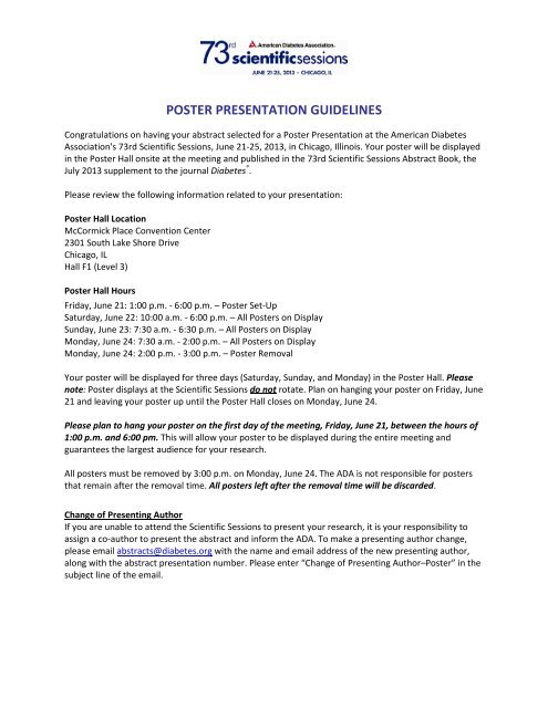 poster presentation guidelines - American Diabetes Association