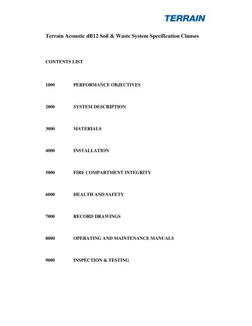 Terrain Acoustic dB12 Soil & Waste System Specification ... - Polypipe