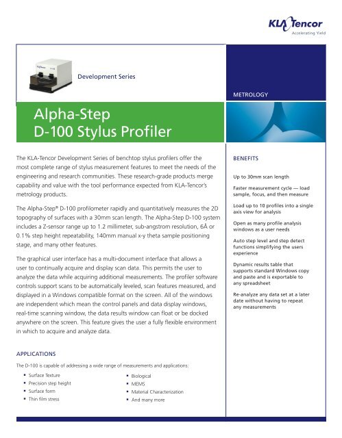 Alpha-Step D-100 Stylus Profiler - LAO