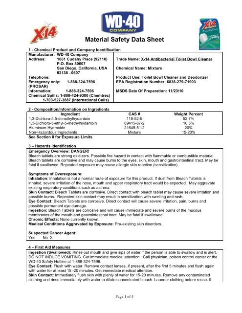 Material Safety Data Sheet (MSDS) - WD-40 Company