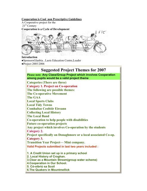 Suggested Project Themes for 2007 - Laois education Centre
