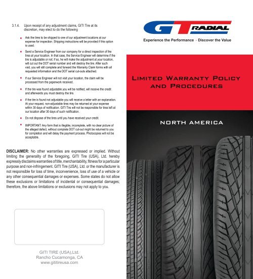 GT Radial Warranty Claim