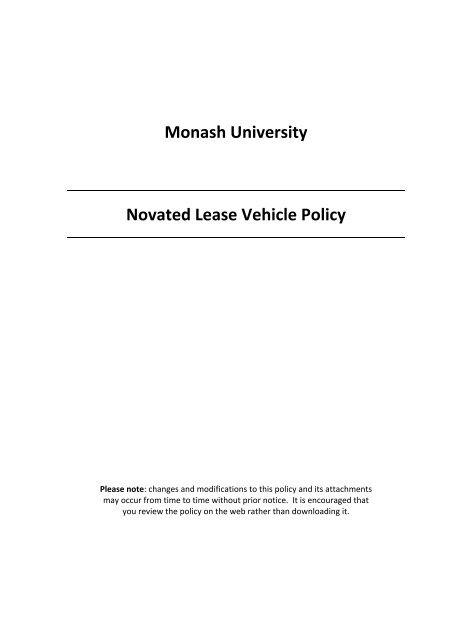 Monash University Novated Lease Vehicle Policy - Adm.monash ...