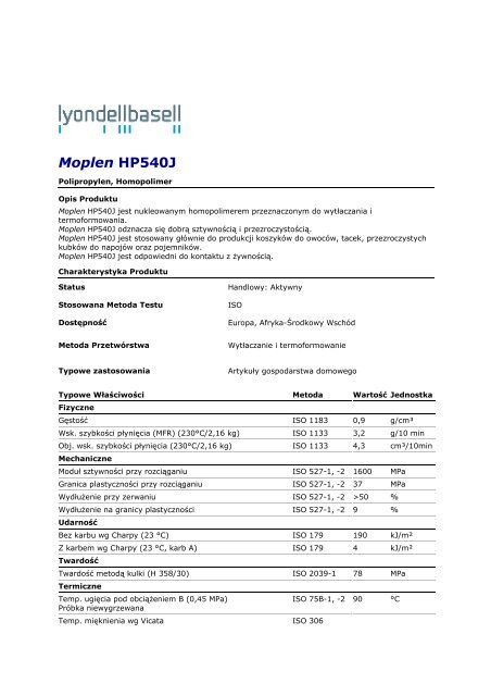 Moplen HP540J.pdf - Motor Polimer