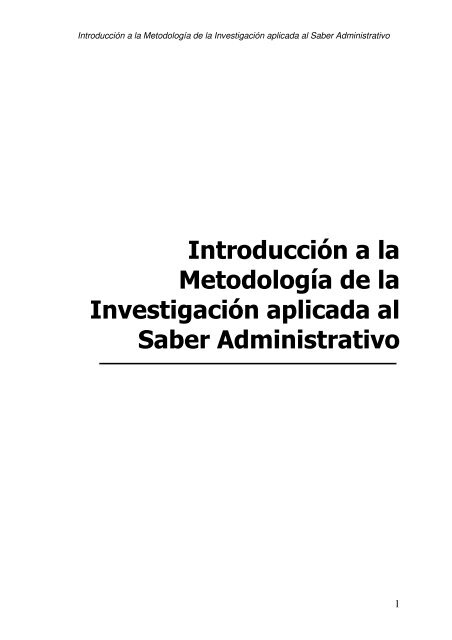 Introducción A La Metodología De La Investigación Aplicada Amba