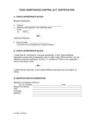 TOXIC SUBSTANCES CONTROL ACT (TSCA) CERTIFICATION - DHL