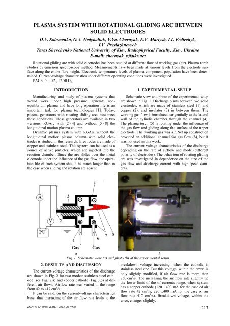 plasma system with rotational gliding arc between solid ... - Ð Ð Ð Ð¢