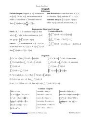 Calculus Cheat Sheet - Pauls Online Math Notes