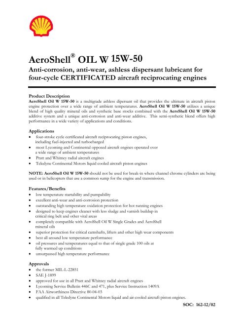 Aeroshell Oil W 15W-40