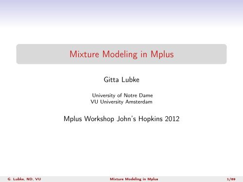 Mixture Modeling in Mplus
