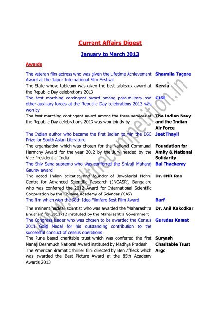 CURRENT AFFAIRS DIGEST 2013-I.pdf - Lead the Competition