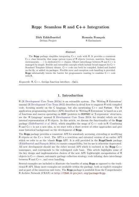 Rcpp-introduction - The Comprehensive R Archive Network