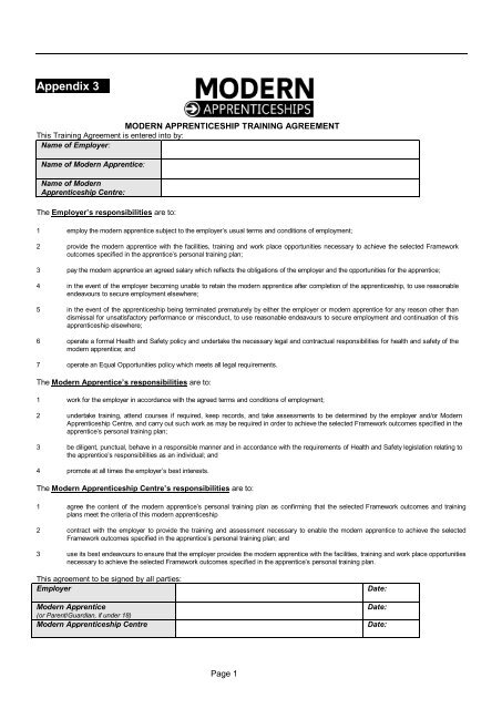 Modern Apprenticeship Training Agreement - Skills CFA