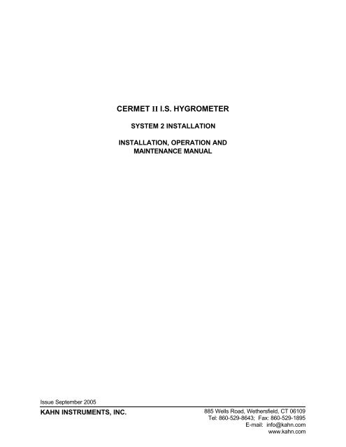 CERMET II I.S. HYGROMETER - The Kahn Companies