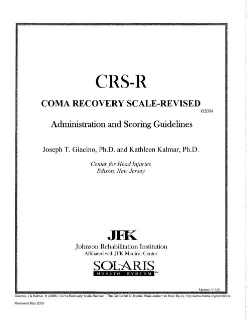CRS-R (Coma Recovery Scale â revised) - OSF Library