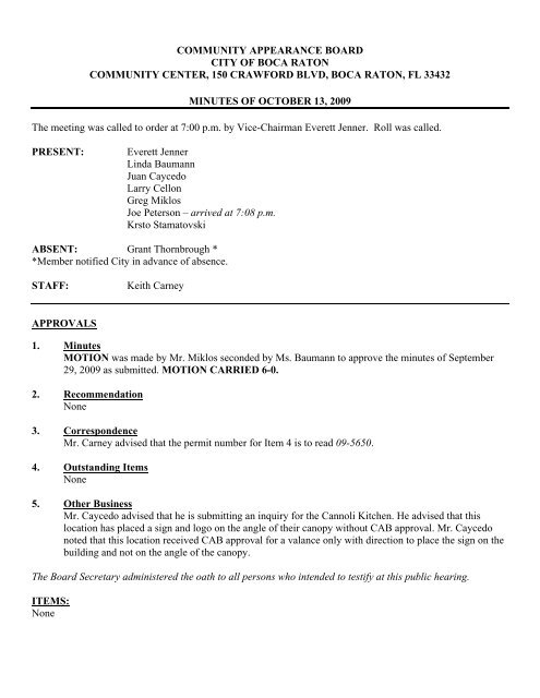 community appearance board city of boca raton community center ...