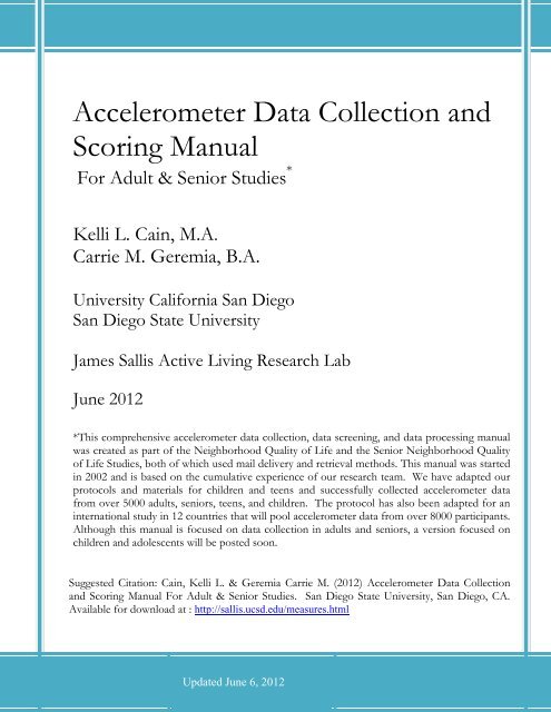 Accelerometer Data Collection and Scoring Protocol - IPEN